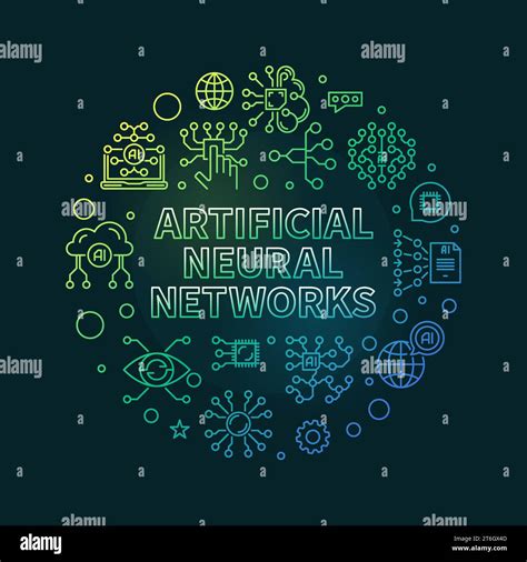 Artificial Neural Networks Concept Outline Round Colored Banner