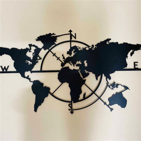Metal World Map Compass Metal Wall Decor Art Work World Map Wall Art Metal Art Wall