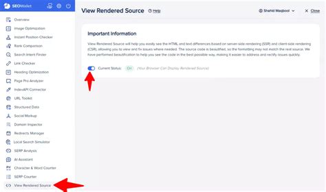 view rendered source compare html and spot issues seowallet