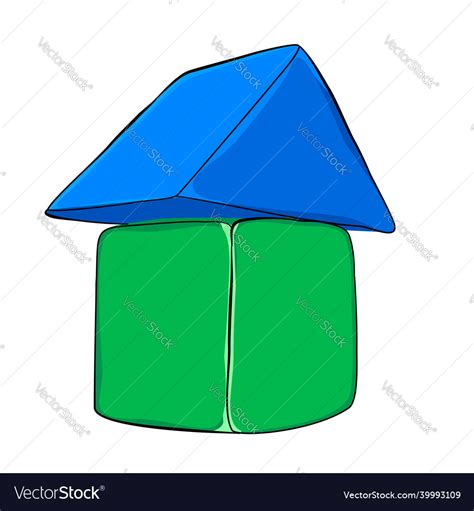Simple Hand Draw Sketch House Building Block Wood Vector Image