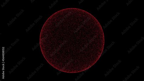 3d Red Sphere On Black Background Object Consisting Of Flickering Particles Science Tutorial