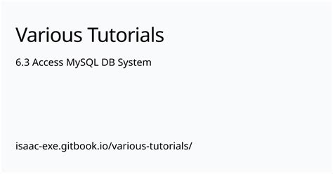 63 Access Mysql Db System Various Tutorials