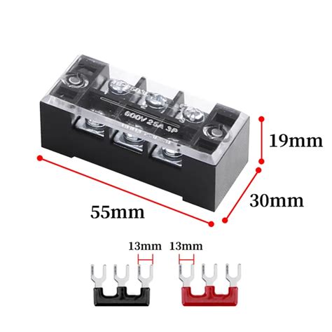 이중 행 스트립 전기 나사 터미널 블록 울타리 나사 리본 와이어 커넥터 25a 600v 3 4 5 6 8 10 12 위치 1 개