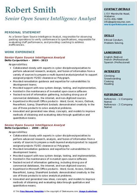 10 Open Source Intelligence Analyst Resume Samples And Templates For 2025