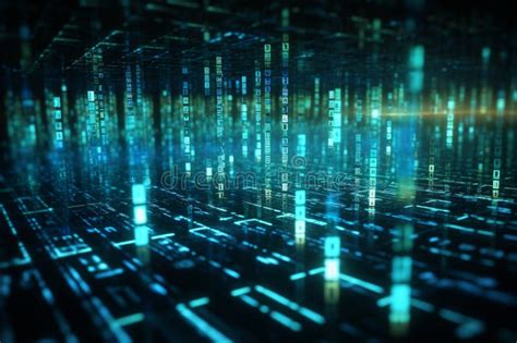 Binary Code Waves Depict Data Flow Digital Security In Internet Technology Stock Illustration