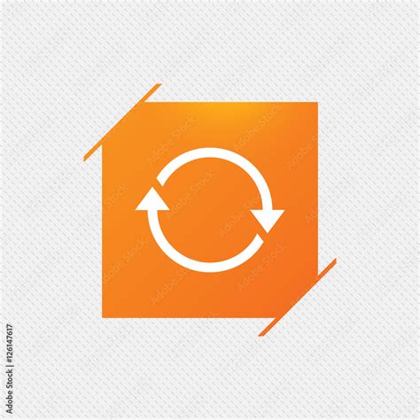 Rotation Icon Repeat Symbol Refresh Sign Orange Square Label On Pattern Vector Stock Vector