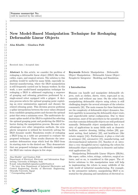 Pdf New Model Based Manipulation Technique For Reshaping Deformable