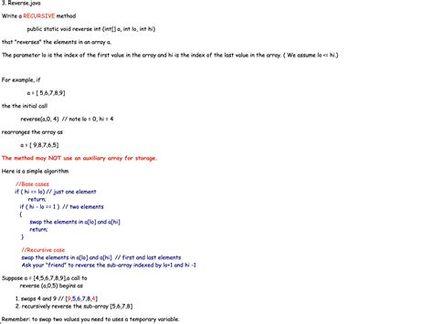 solved write a recursive method public static void reverse