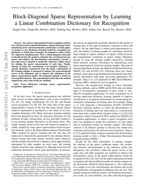 pdf block diagonal sparse representation by learning a linear