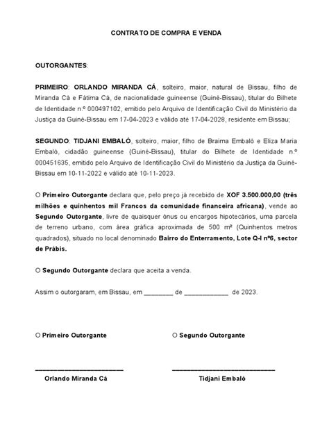 Contrato De Compra E Venda De Terreno Minuta Pdf