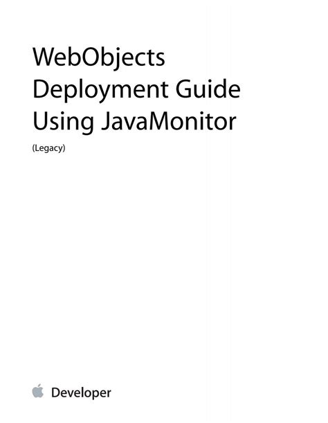 Webobjects Deployment Guide Using Javamonitor Apple Developer