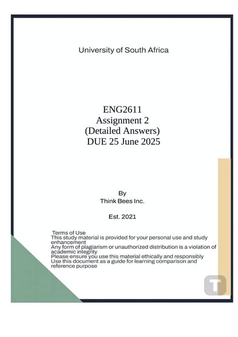 Eng2611 Assignment 2 Detailed Answers Due 25 June 2025 Applied