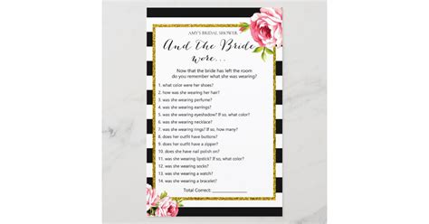 Bridal Shower Game And The Bride Wore Zazzle