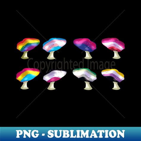Lgbtq Pride Flag Mushroom Sticker Pack Instant Png Sublima Inspire