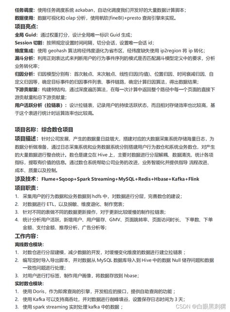 [大数据面试必备] 大数据真实简历 大数据简历 csdn博客