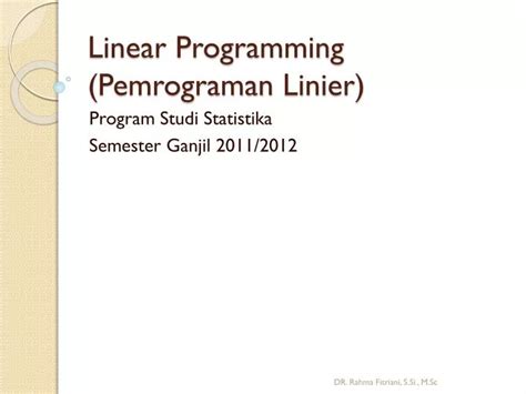 Ppt Linear Programming Pemrograman Linier Powerpoint Presentation