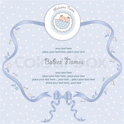 Baby Twins Shower Card Stock Vector Colourbox