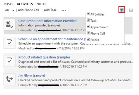 know how filter for activities in dynamics crm social pane works microsoft dynamics 365 crm