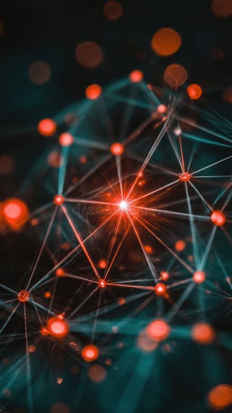 Abstract Network Of Glowing Points And Lines Forming A Complex Structure Stock Illustration