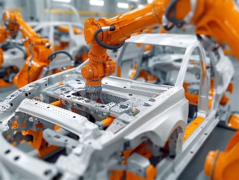 Automatic Robot Arms Assembling Car Stock Image Image Of Futuristic