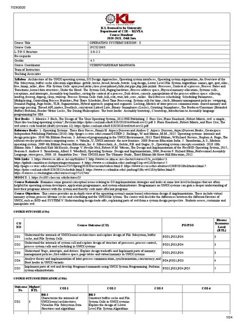 Course Handout Operating Systems Design S 19cs2106s Pdf Process