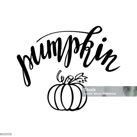 할로윈과 추수 감사절 엽서 디자인에 대한 호박 손 레터링 벡터 10월에 대한 스톡 벡터 아트 및 기타 이미지 10월 가을 계절 Istock