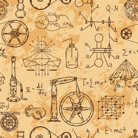 Pattern With Vintage Science Objects Scientific Equipment For Physics