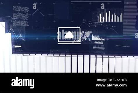 Dark Blue Data Analytics Dashboard Displaying 3d Bar Chart Line Graph Solid Pie Chart Lens