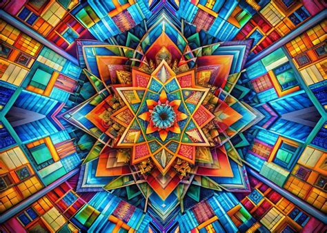 Stunning Panoramic Abstract Design A Vibrant Exploration Of Geometric Shapes And Colors Stock