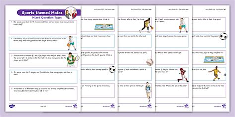 Sports Themed Maths Mixed Question Types English