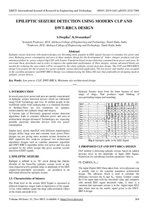 Pdf Epileptic Seizure Detection Using Modern Clp And Dwt Rrca Design