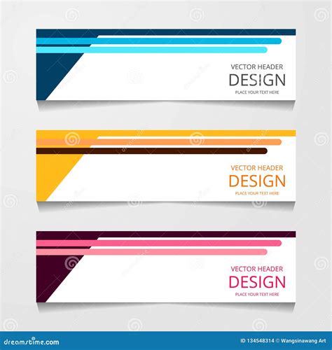 Abstract Design Banner Web Template With Three Different Color Layout Header Templates Modern