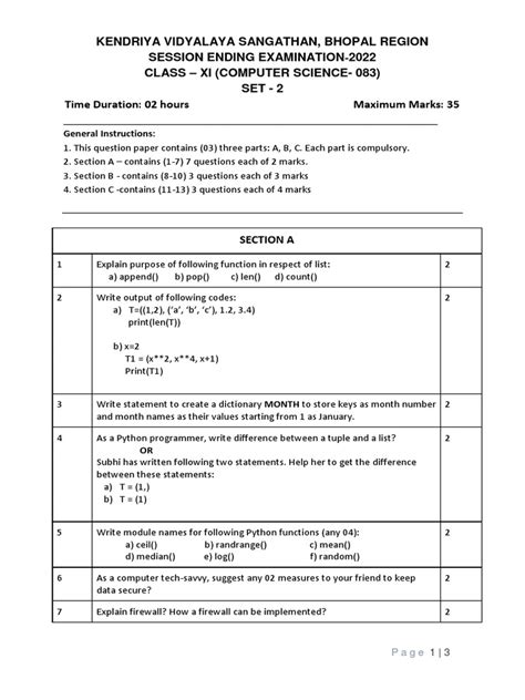 Bhopal Qp See Xi Cs Set2 Pdf Python Programming Language Modular Programming