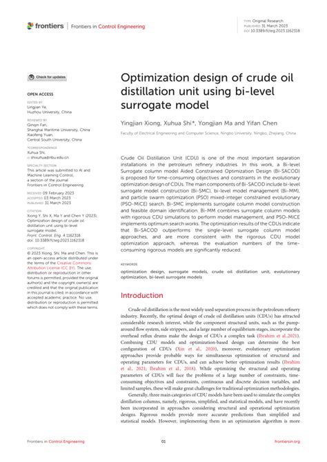 Pdf Optimization Design Of Crude Oil Distillation Unit Using Bi Level Surrogate Model