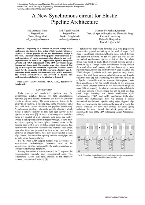 Pdf A New Synchronous Circuit For Elastic Pipeline Architecture