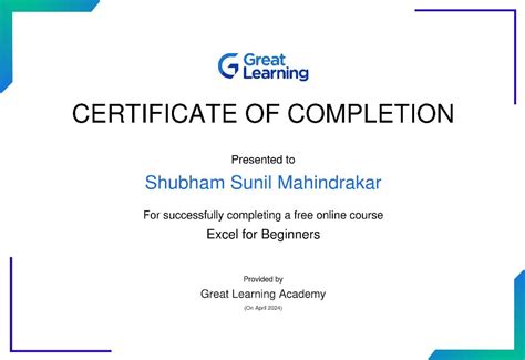 greatlearningacademy greatlearning glacertificate excel