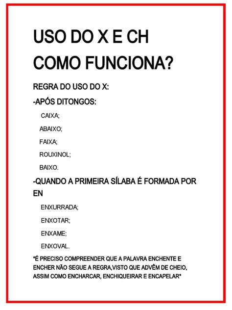 Uso Do X E Ch Como Funciona Pdf