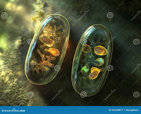 Microscopic View Comparison Of Two Diatom Cell Structures Stock Illustration Illustration Of
