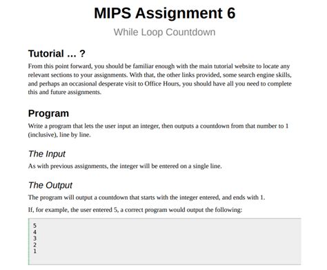 Solved Mips Assignment 6 While Loop Countdown Tutorial