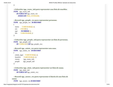 Magic Pl Sql Oracle Ejemplos De Colecciones Pdf