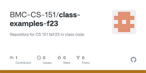 Github Bmc Cs 151 Class Examples F23 Repository For Cs 151 Fall 23 In Class Code