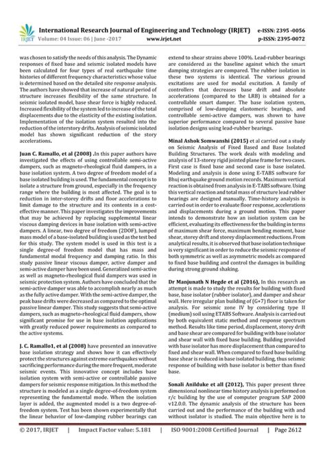 Review On Base Isolated Structures Pdf Civil Engineering Industry