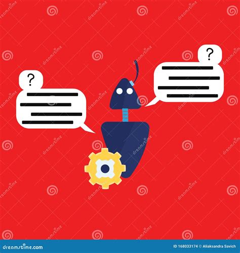 Chat Bot Icon On Red Background Communication Web Stock Vector Illustration Of Character