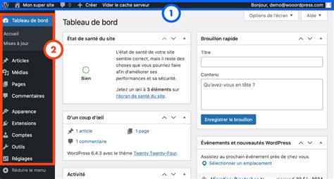 Wordpress Comprendre Son Tableau De Bord Dashboard Wooordpress
