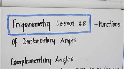Trigonometry Lesson 8 Functions Of Complementary Angles Profdavidjdelosreyes Youtube