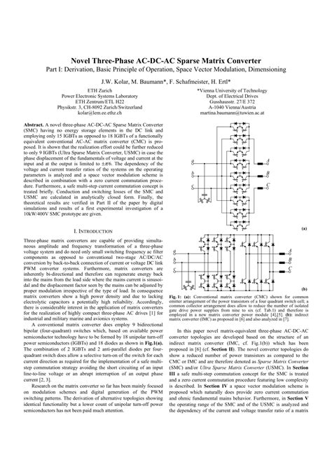 Pdf Novel Three Phase Ac Dc Ac Sparse Matrix Converter