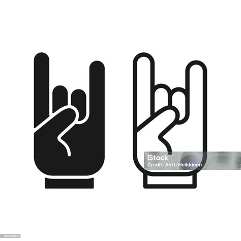 록 핸드 제스처 아이콘 악마 뿔 기호 헤비 메탈 음악 기호 마우스 클릭 커서 로고 실루엣 벡터 일러스트 이미지입니다 펑크 사람의