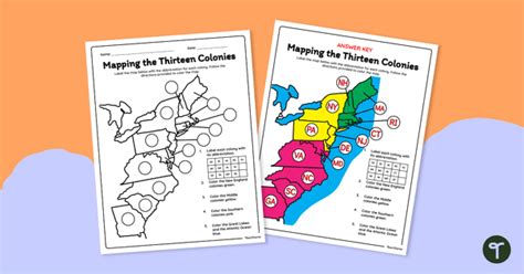 13 Colonies Map Color Coded