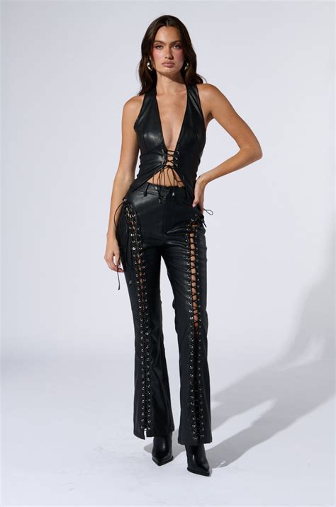 H Town Hottie Faux Leather Lace Up Pant Akira