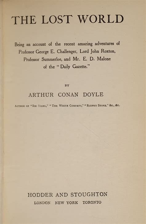 Lost World The By Doyle Arthur Conan 1912 David Brass Rare Books Inc